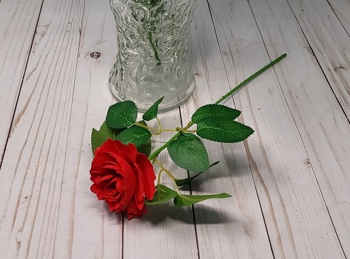 Single Red Wood Rose - Jenn Blossoms